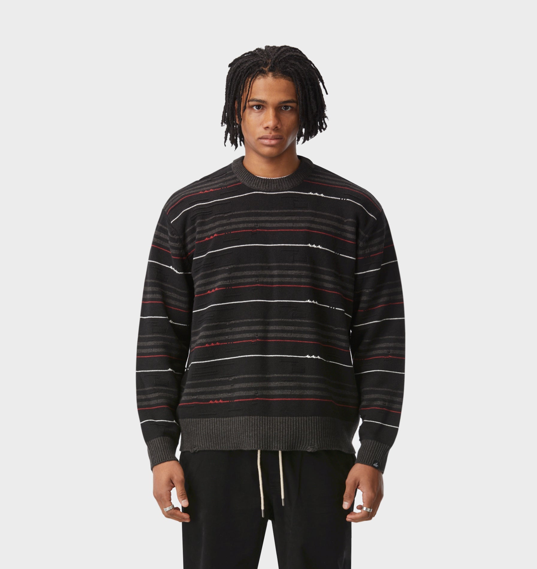 Distressed Knit Sweater in Charcoal Black | I Love Ugly AU