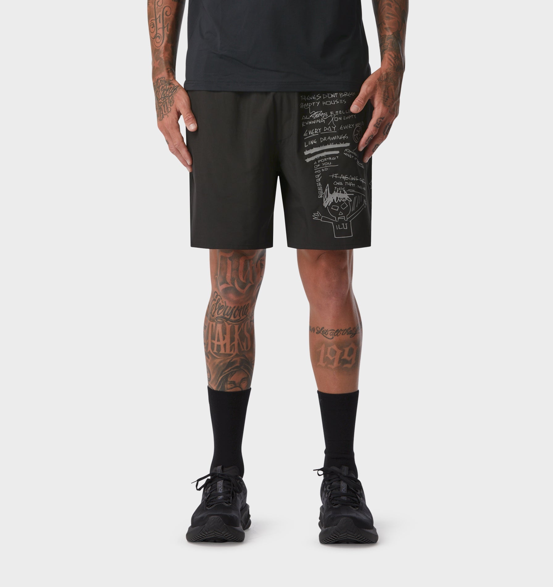 Active 7 Inch Short - Workout Shorts in Black Brainstorm | I Love Ugly AU