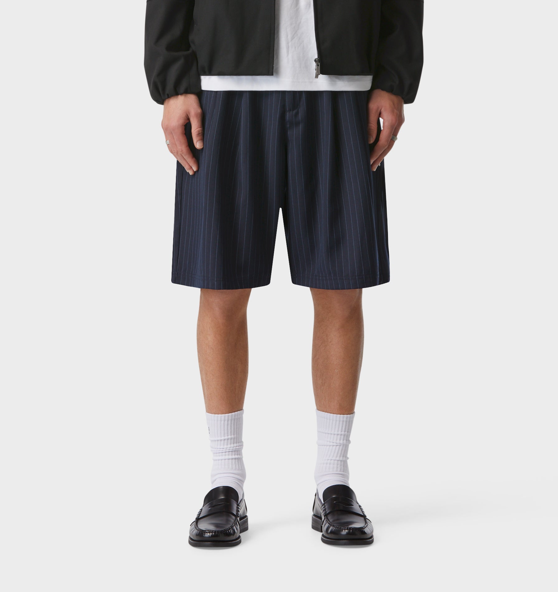 Alby Pleated Short - Blue Pinstripe | I Love Ugly AU
