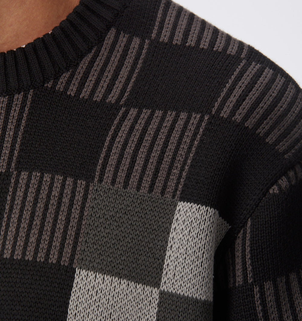 Checkerboard Knit Sweater in Charcoal Black | I Love Ugly AU