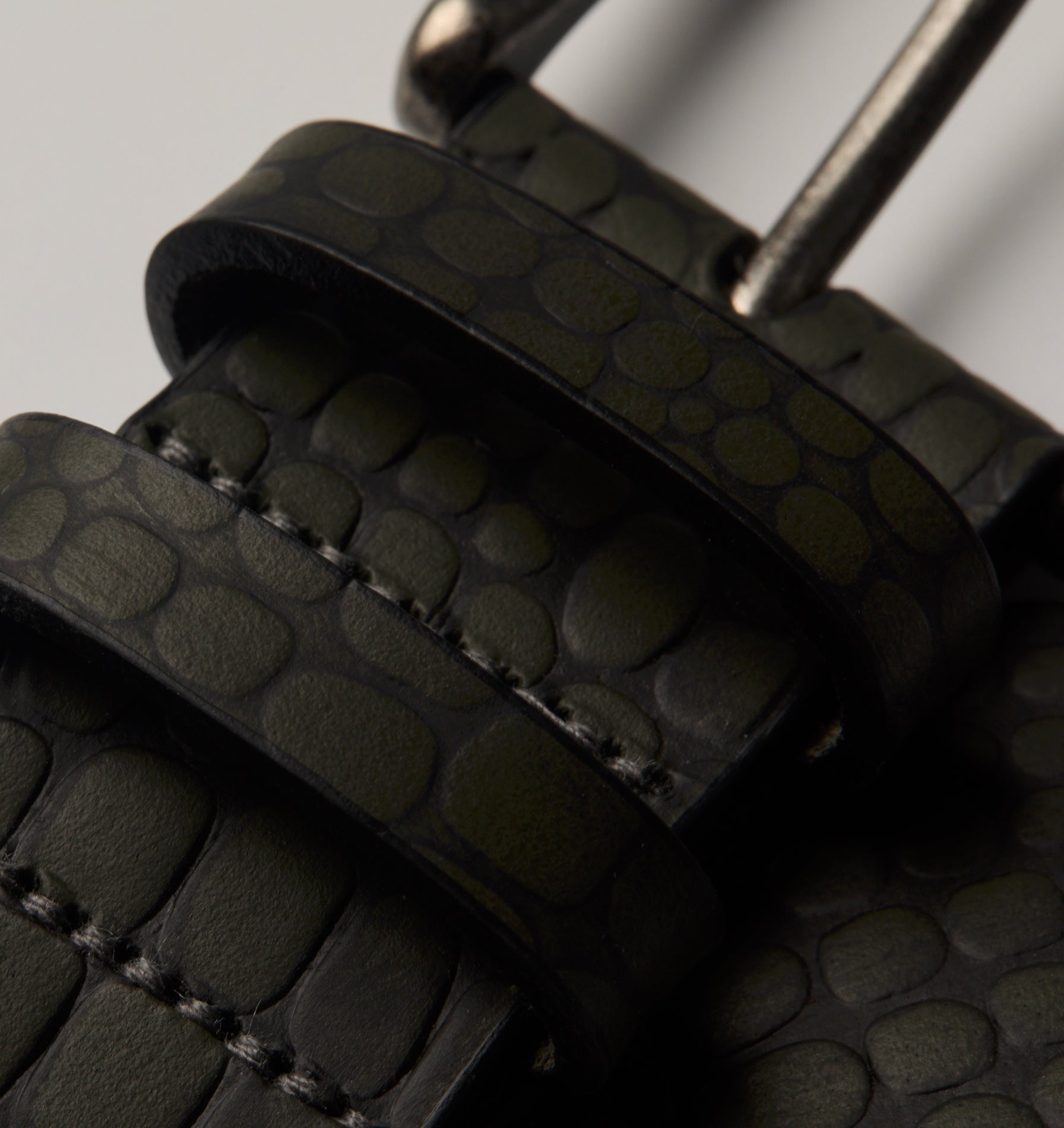 Embossed Reptile Leather Belt - Olive | I Love Ugly AU