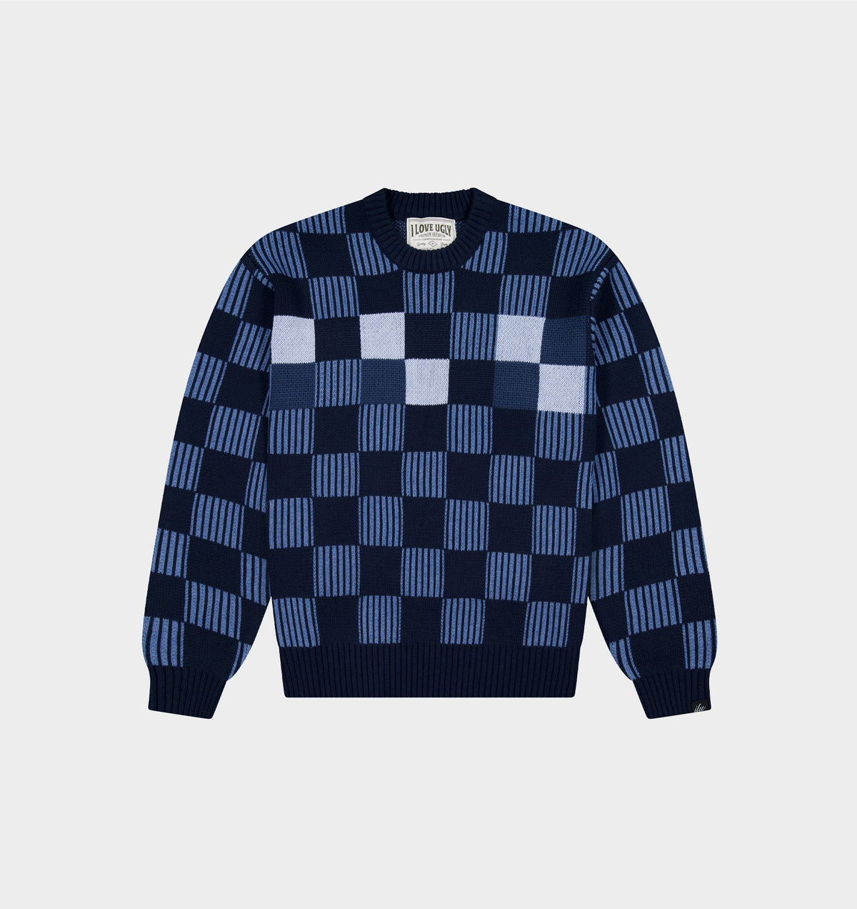 Checkerboard Knit Sweater in Navy | I Love Ugly AU